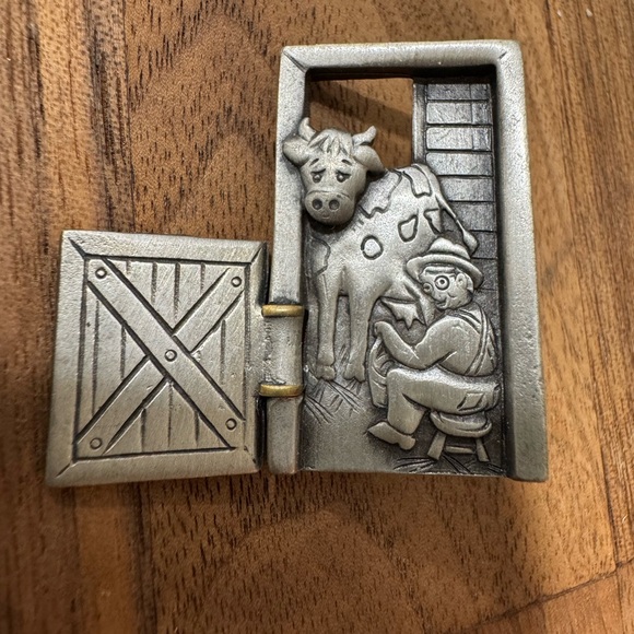 Jewelry | Jj Pewter Milking Cow Pin Jj Barn Door Pin | Poshmark